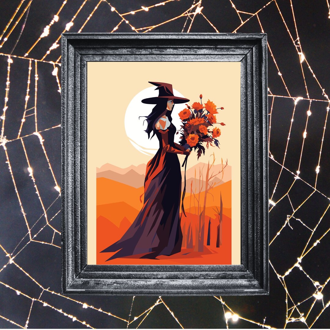 Vintage Witch Art Printable Rustic Halloween Decorations Autumn Home ...