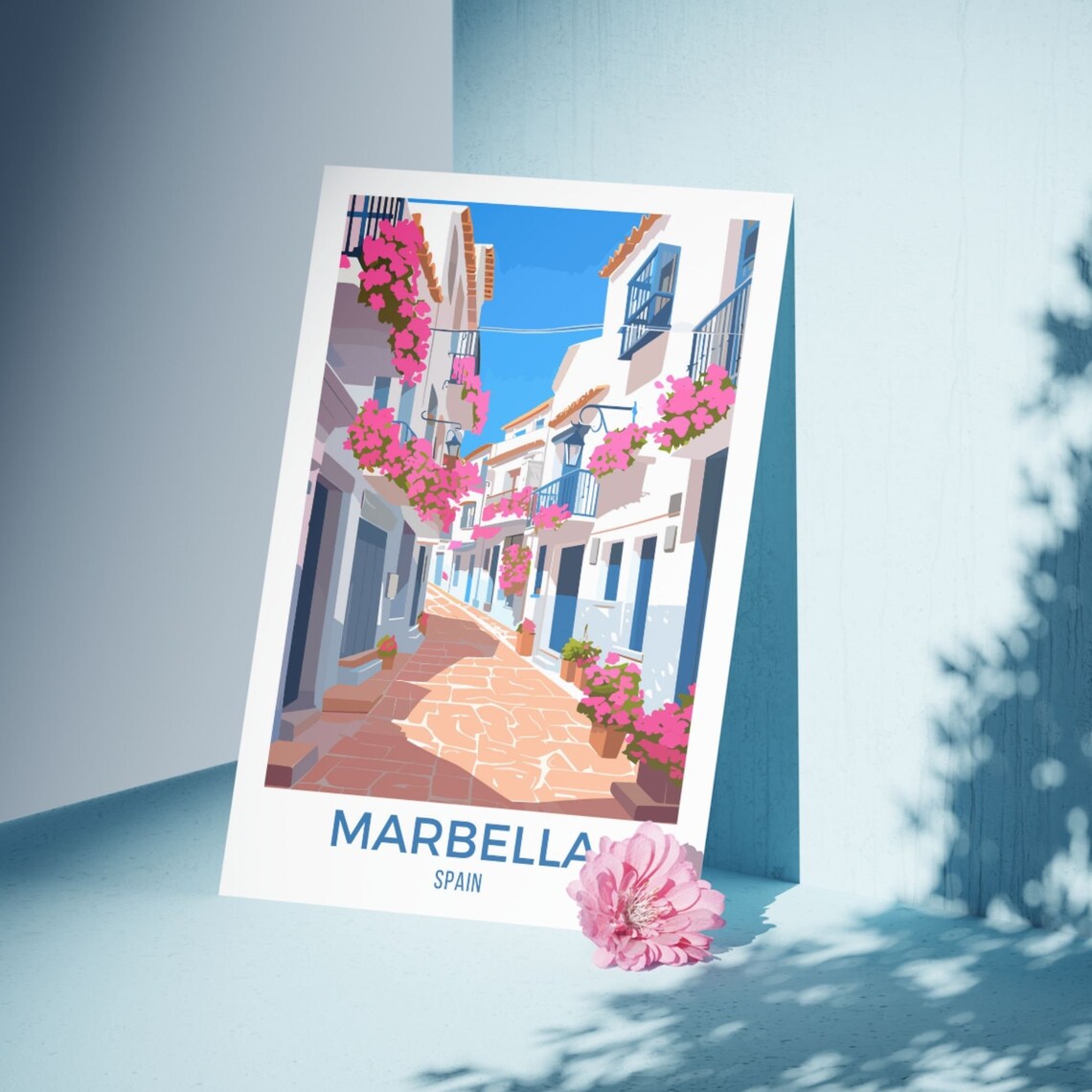 Marbella Travel Art Print Marbella Spain Poster Retro Spanish Travel ...