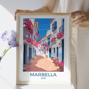 Marbella Travel Art Print Marbella Spain Poster Retro Spanish Travel ...