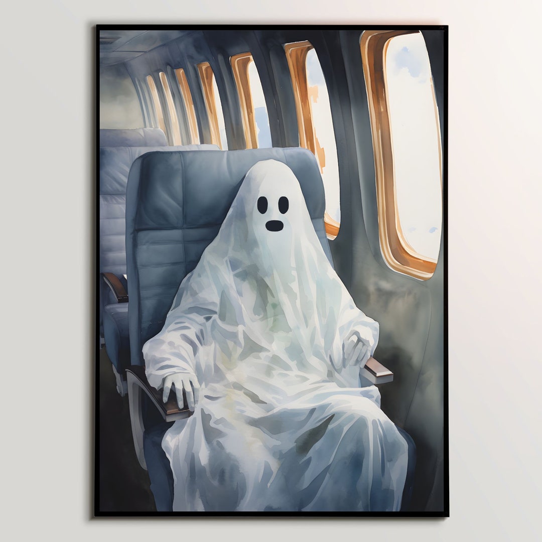 Ghost on Airplane Print | Spooky Halloween Art (digital Download) - Etsy