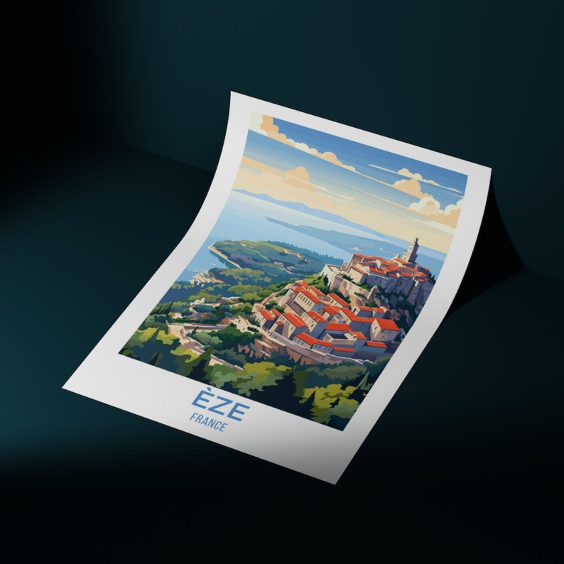 Èze Travel Art Print Eze France Poster Retro French Riviera Travel ...