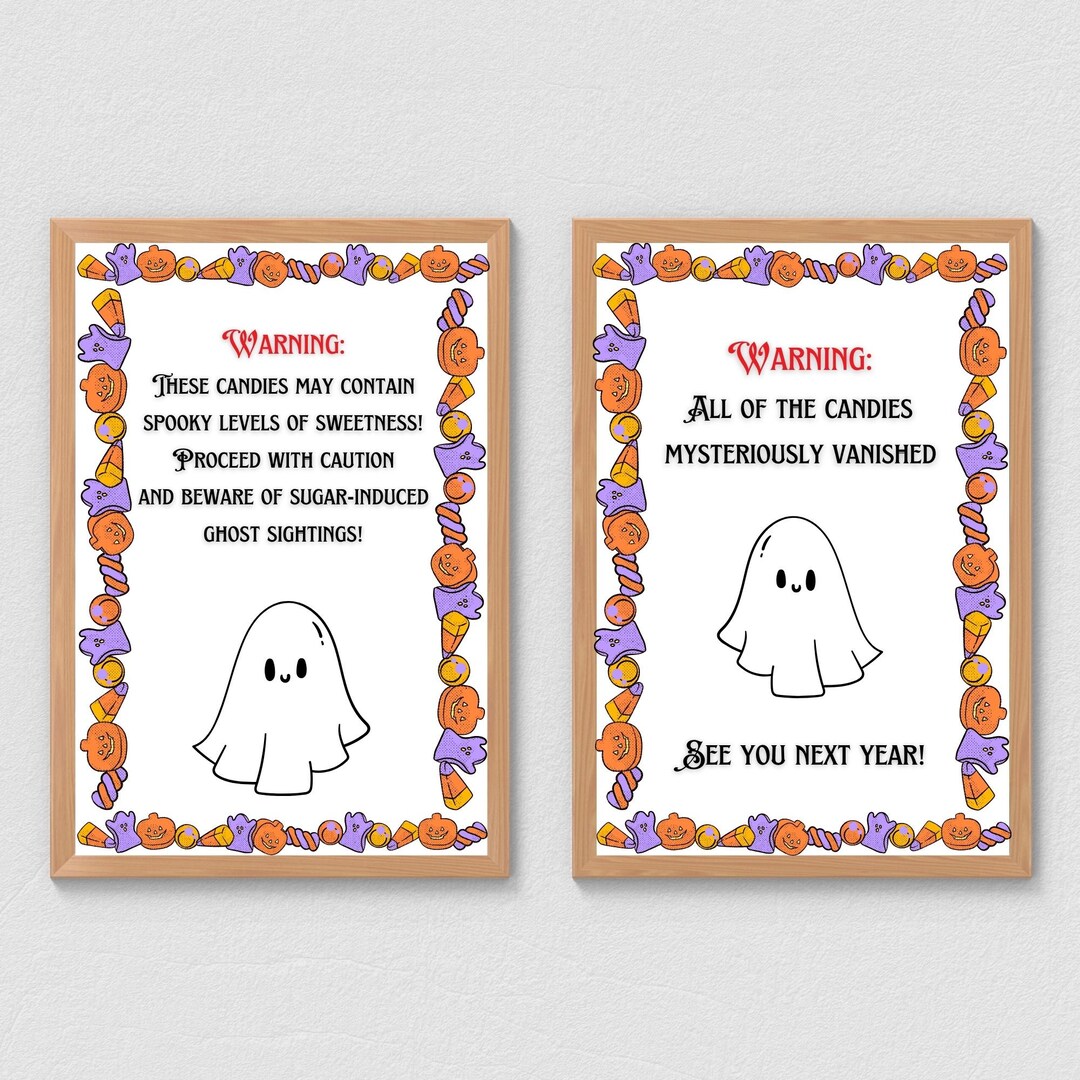 Halloween Candy Signs Printable Set - Trick or Treat Decor (digital ...