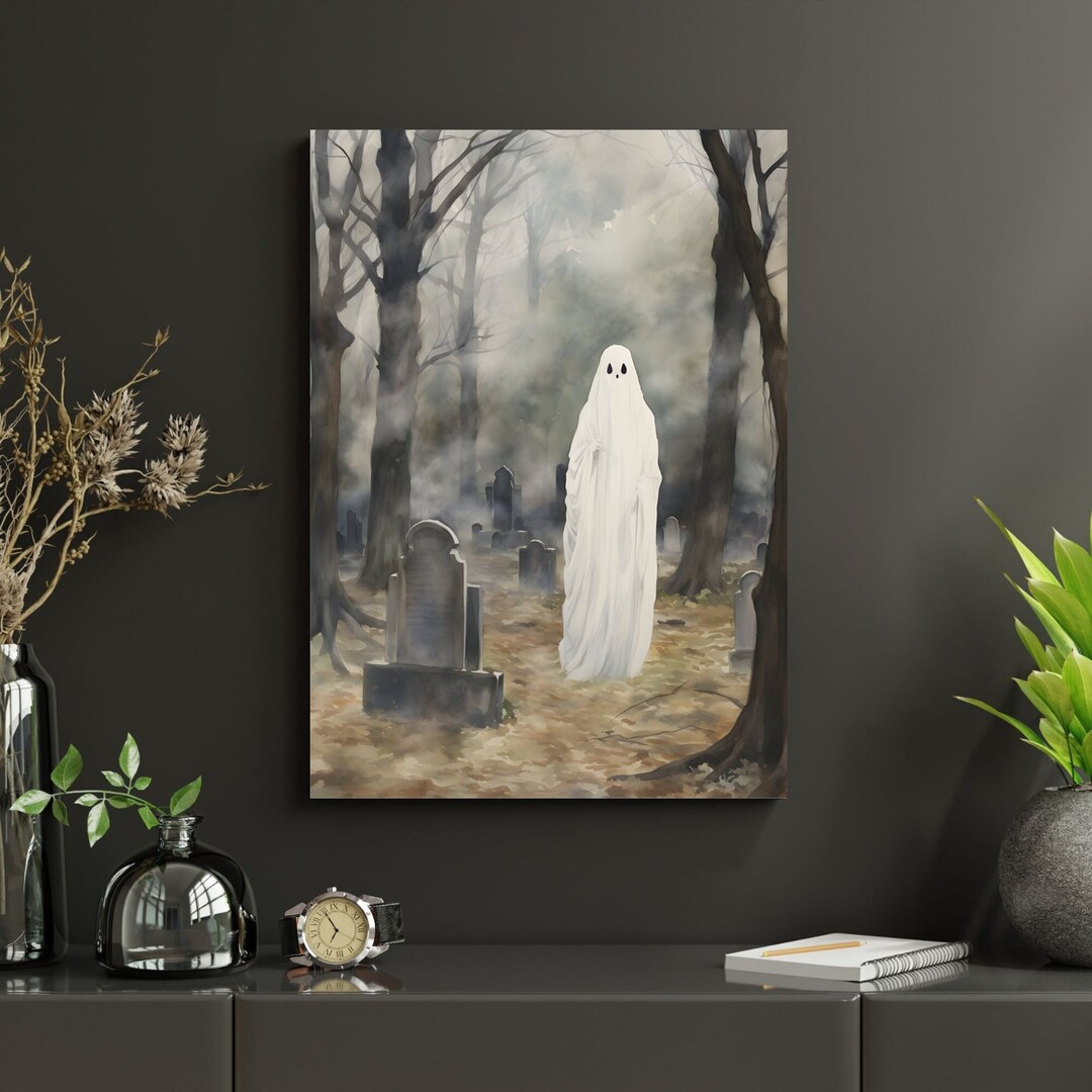 Ghost in the Graveyard Printable Ghost in the Cemetery Poster Dark ...