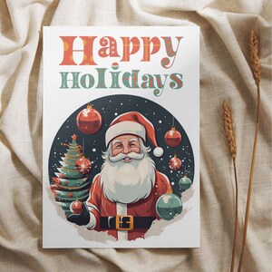Santa Happy Holidays Card Digital Download Printable Christmas Postcard ...