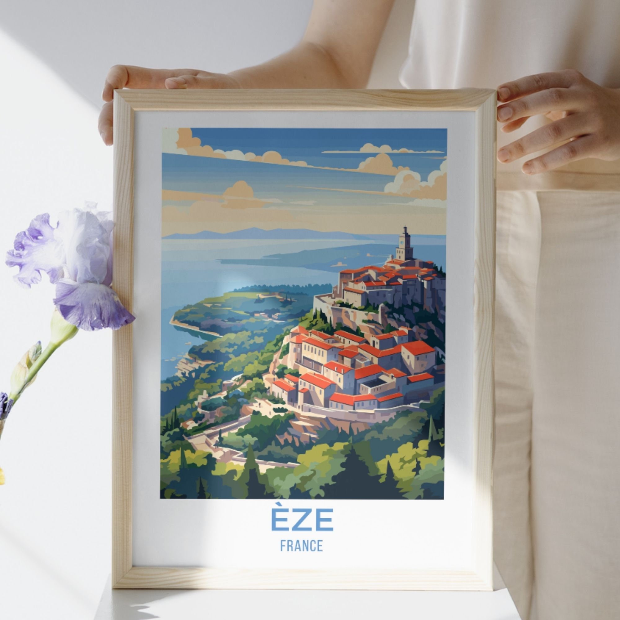 Èze Travel Art Print Eze France Poster Retro French Riviera Travel ...