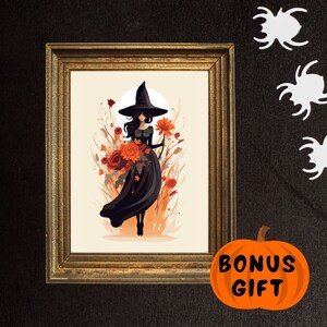 Witch Halloween Art Print Set Halloween Printable Wall Art Vintage ...