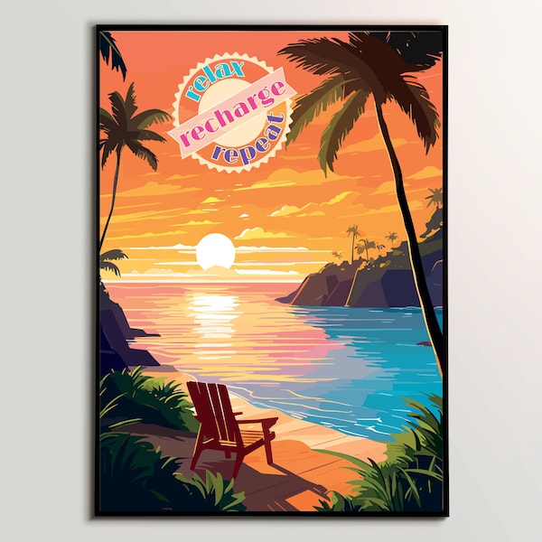 Retro Vacation Poster - Etsy