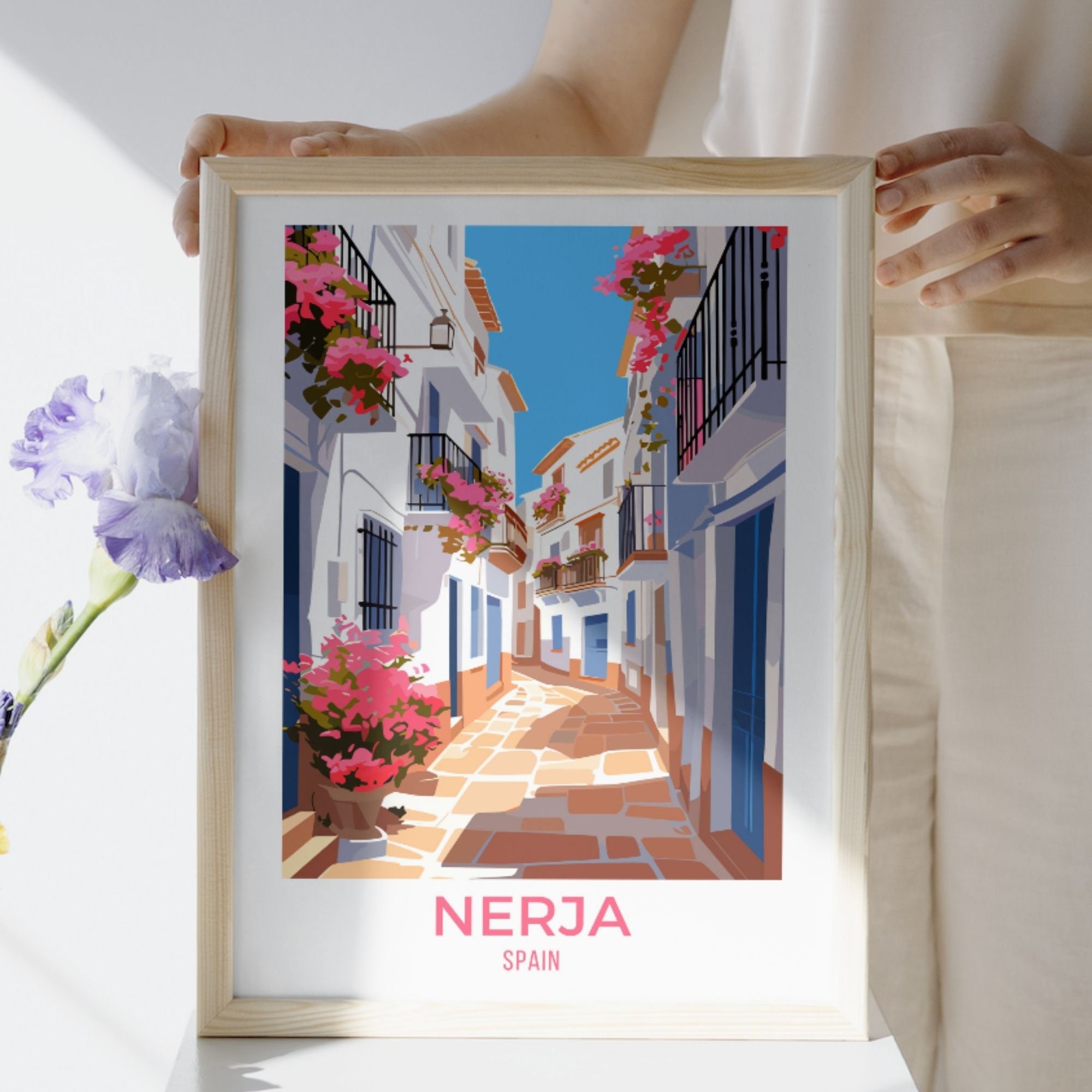 Nerja Spain Travel Art Print Digital Download Wall Art Spain Coastline ...