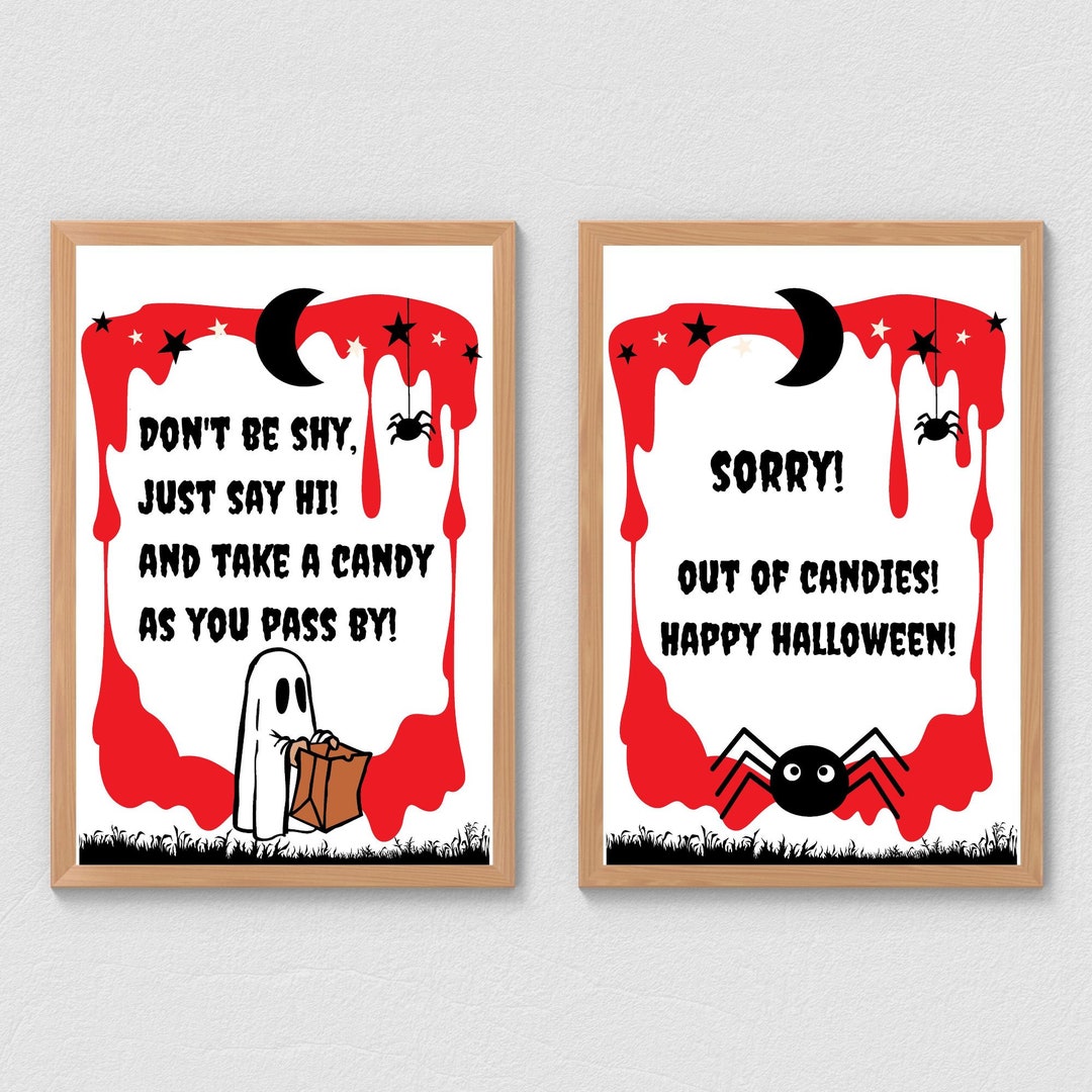 Halloween Candy Signs Printable Halloween Out of Candy Sign Halloween ...