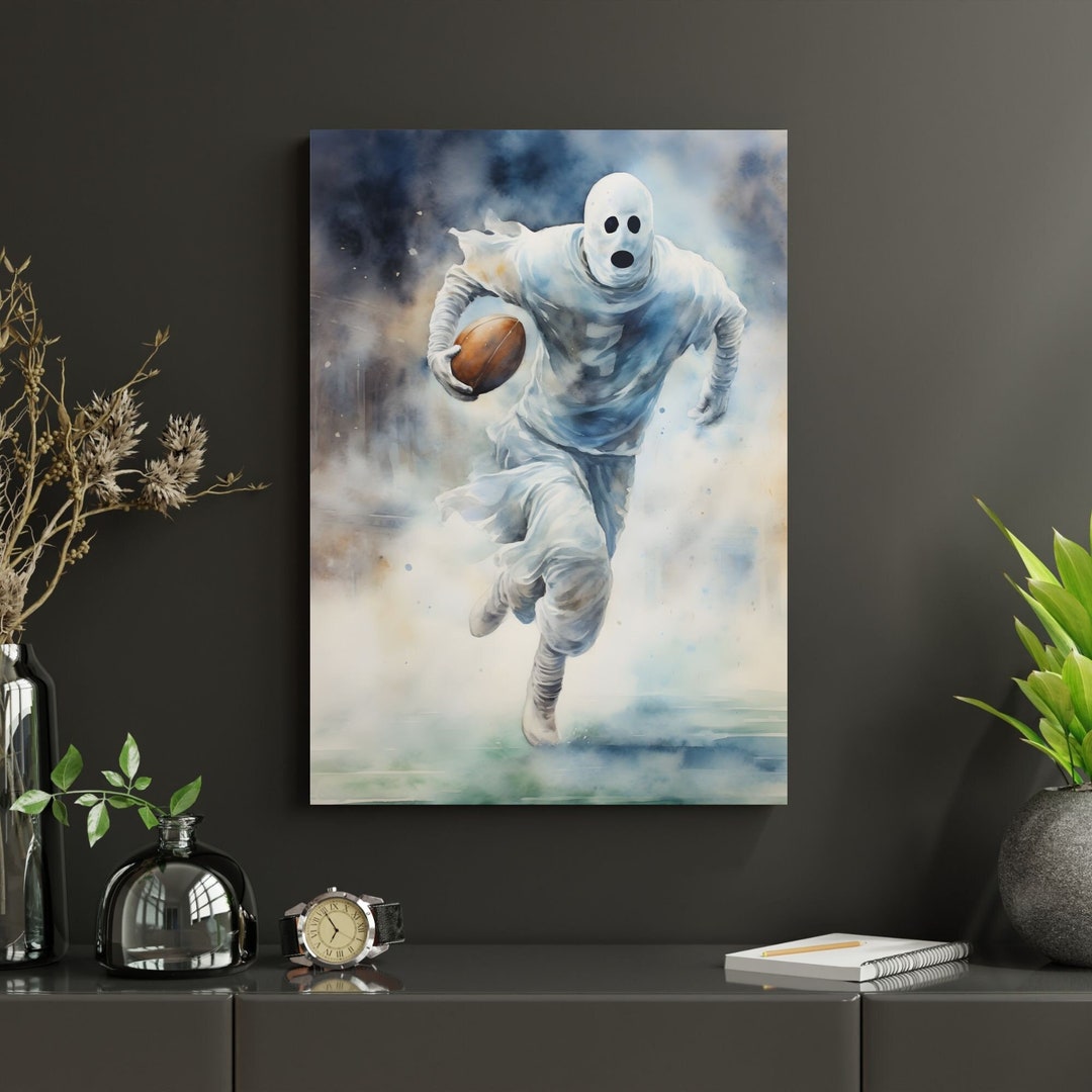 Ghost Playing Football Print Instant Download Halloween Sport Poster ...