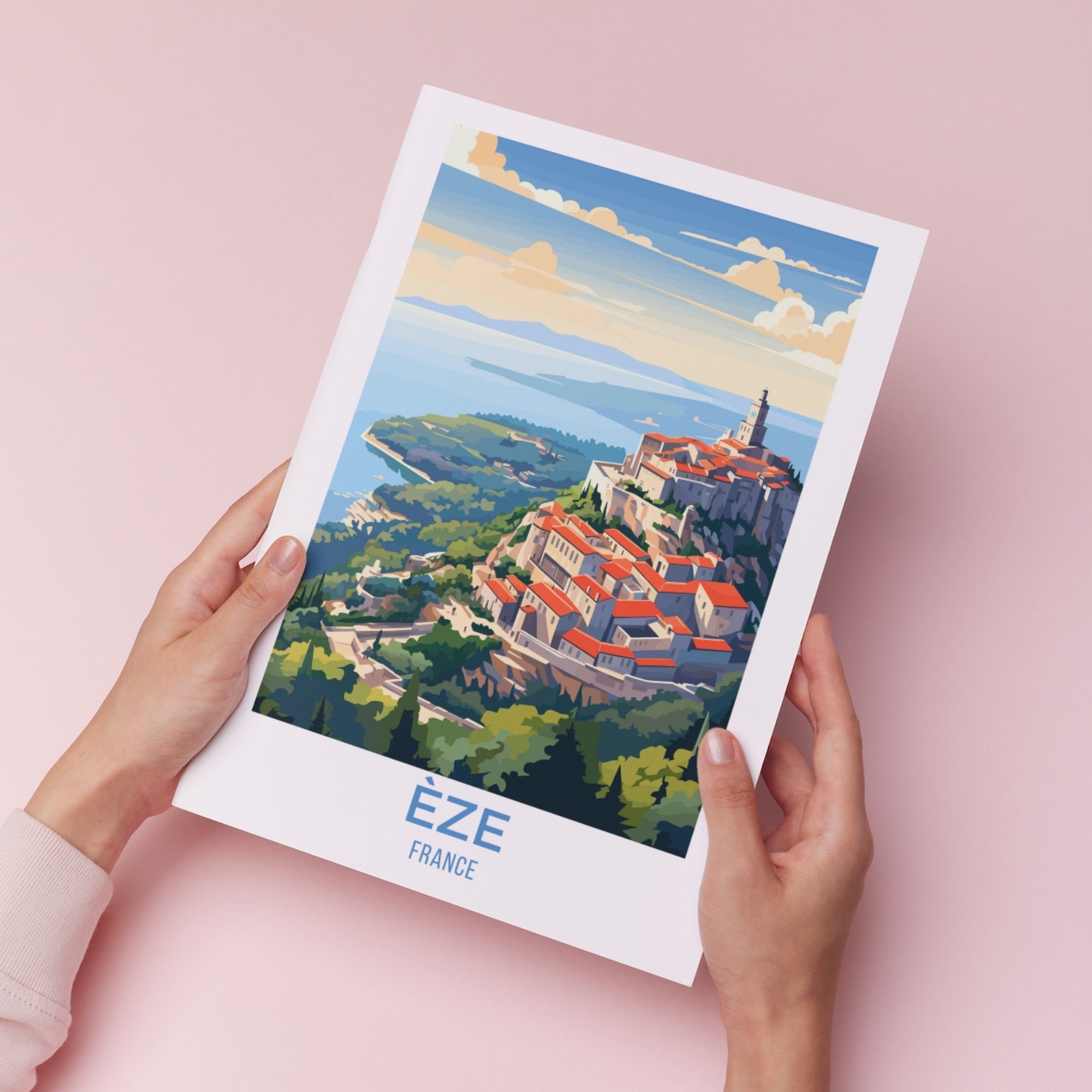 Èze Travel Art Print Eze France Poster Retro French Riviera Travel ...