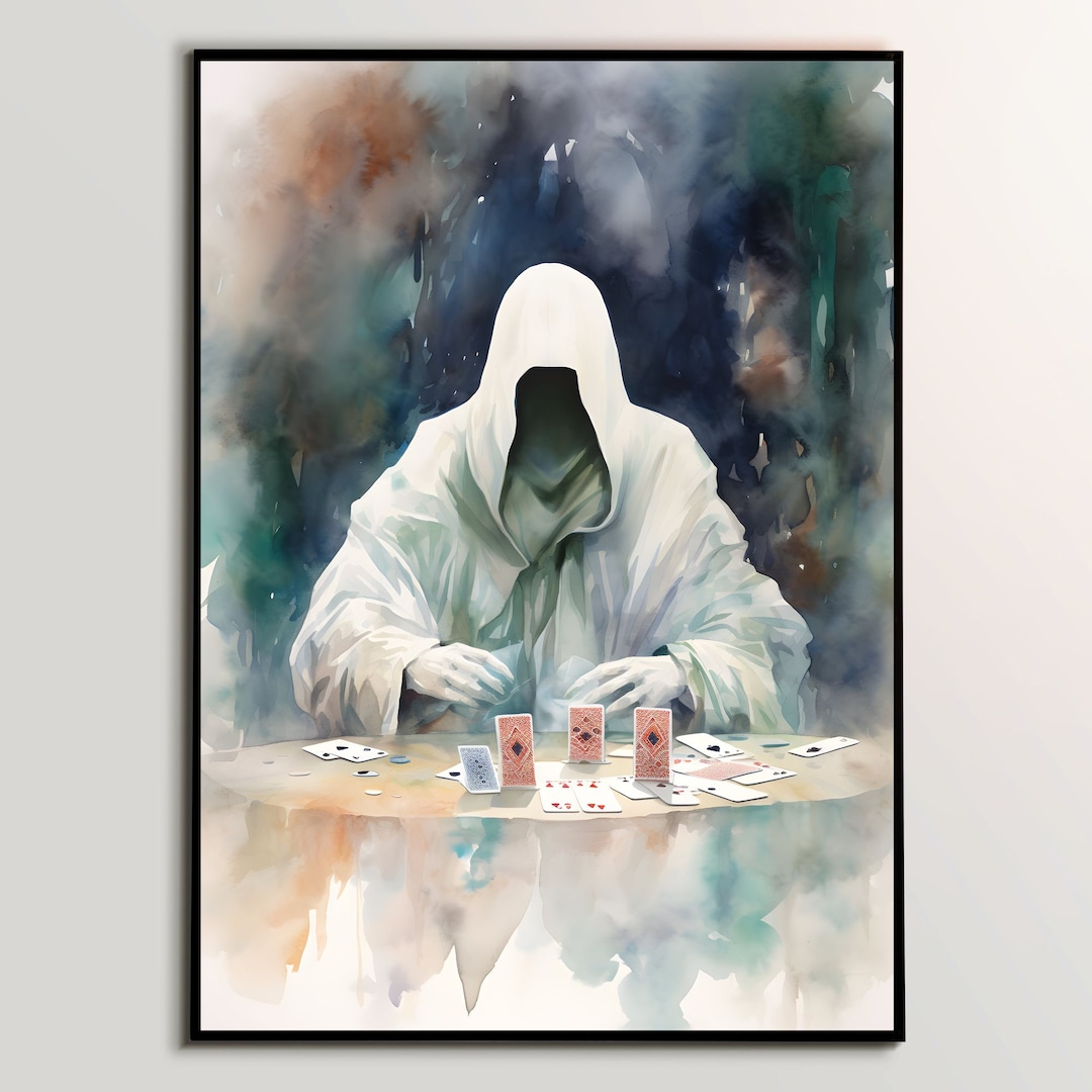 Ghost Playing Cards Art Print Halloween Solitaire Ghost Poster Gambling ...