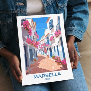 Marbella Travel Art Print Marbella Spain Poster Retro Spanish Travel ...