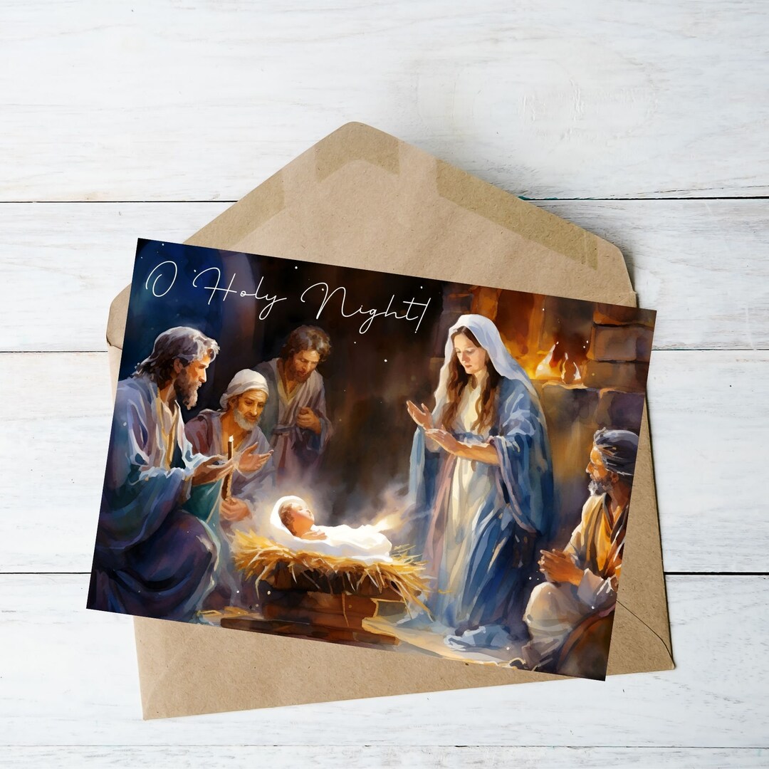 Nativity Christmas Card Digital Download Printable Merry - Etsy