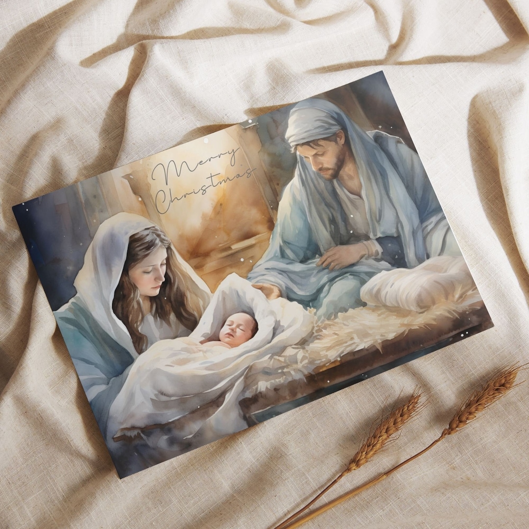 Nativity Christmas Card Digital Download Printable Merry Christmas ...