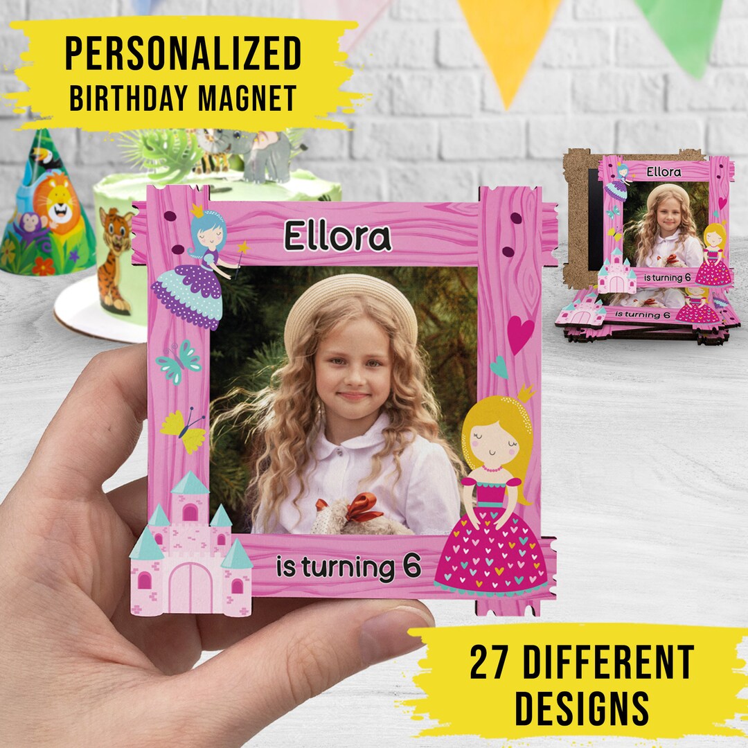 Custom Princess Theme Photo Magnet Birthday Party Favor, Princess ...