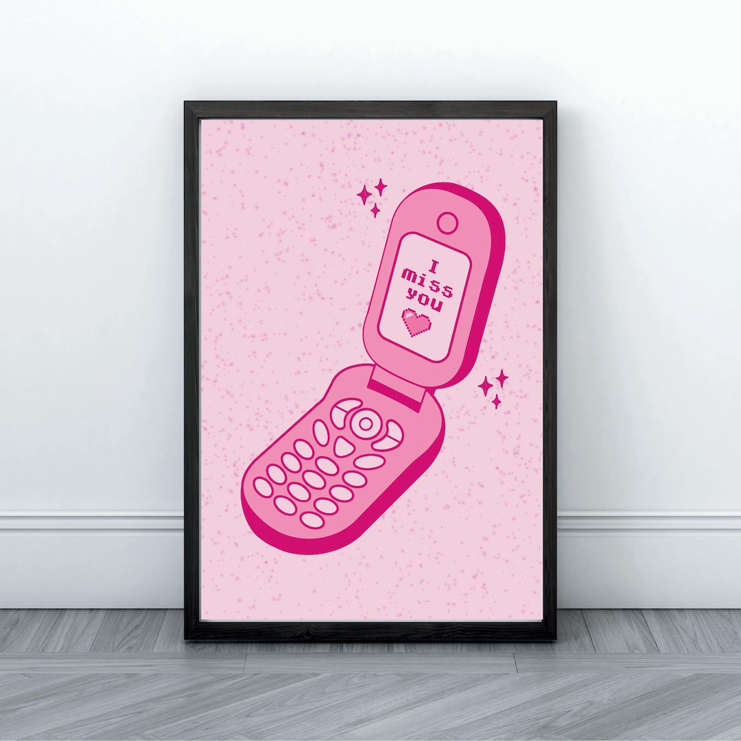 Y2K Flip Phone Print, Retro Poster, Pink Large Posters, Digital Wall ...