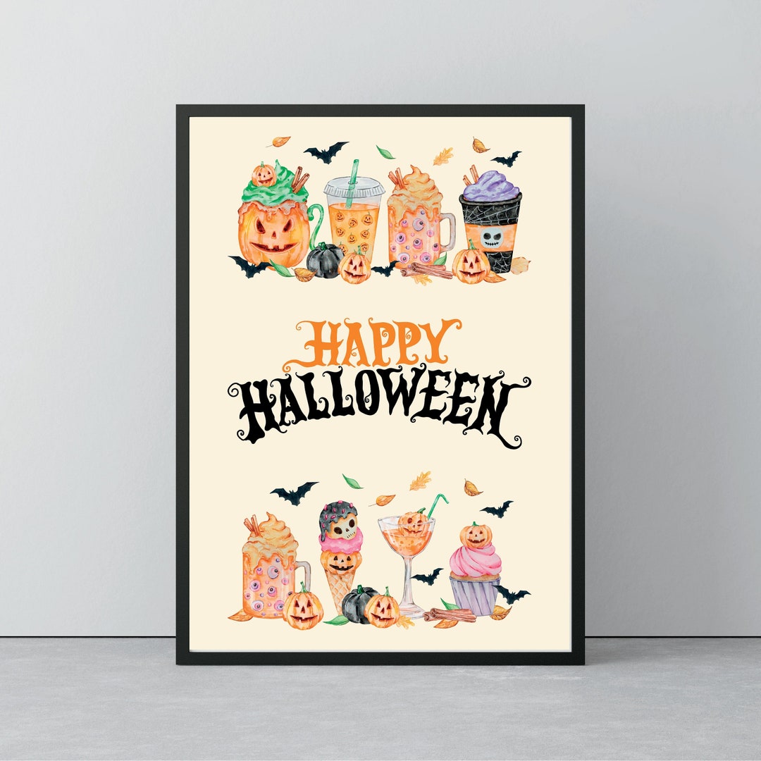Happy Halloween Wall Art, Halloween Prints, Halloween Decor, Halloween ...