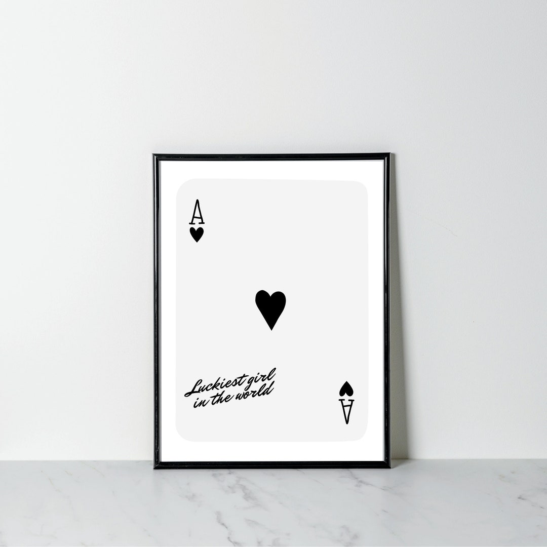 Ace of Hearts Print: Lucky Girl Retro Card Art (digital Prints) - Etsy