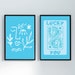 Blue Preppy Wall Art Set of 6, Preppy Dorm Decor, Blue Trendy Wall Art ...