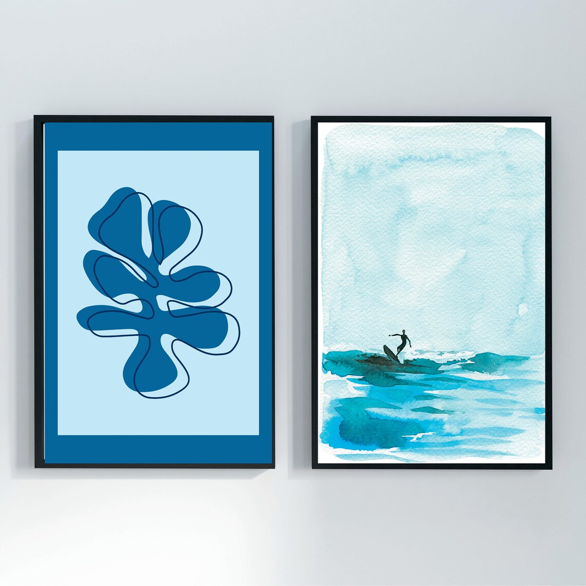 Blue Preppy Wall Art Set of 6, Preppy Dorm Decor, Blue Trendy Wall Art ...