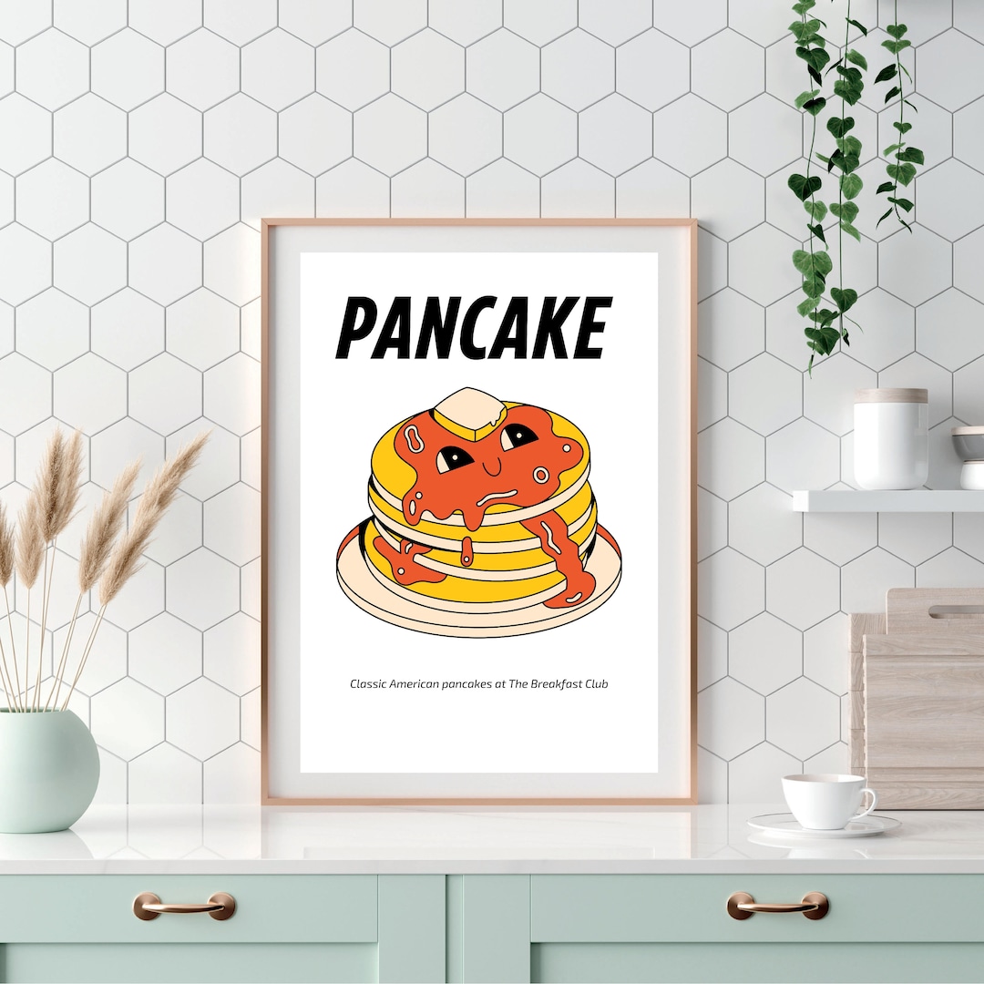 Pancake Wall Print, Retro Kitchen Decor, Breakfast Pancake Digital ...