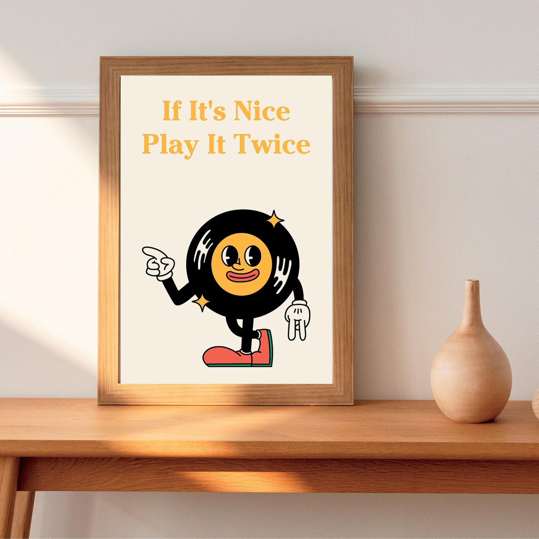 Retro Record Player Print: Groovy Music Room Decor (digital Download ...