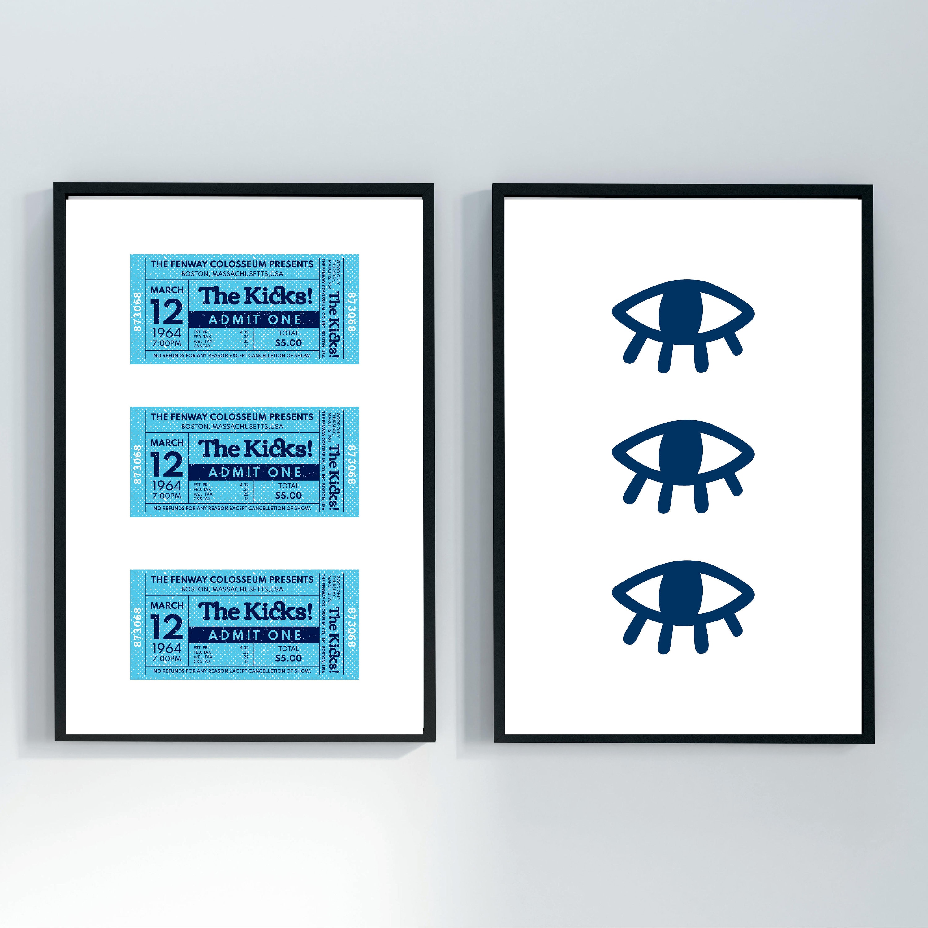 Blue Preppy Wall Art Set of 6, Preppy Dorm Decor, Blue Trendy Wall Art ...