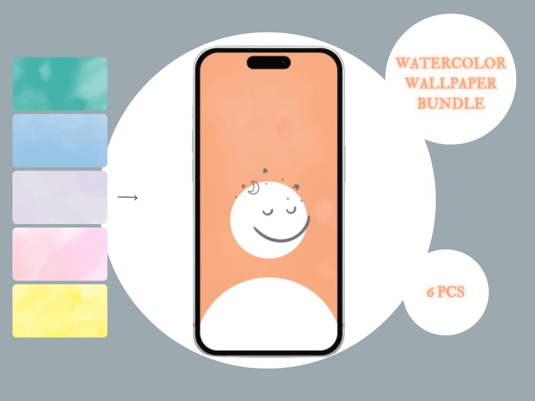 Cute Watercolor Wallpaper Bundle Lockscreen and Homescreen Digital ...