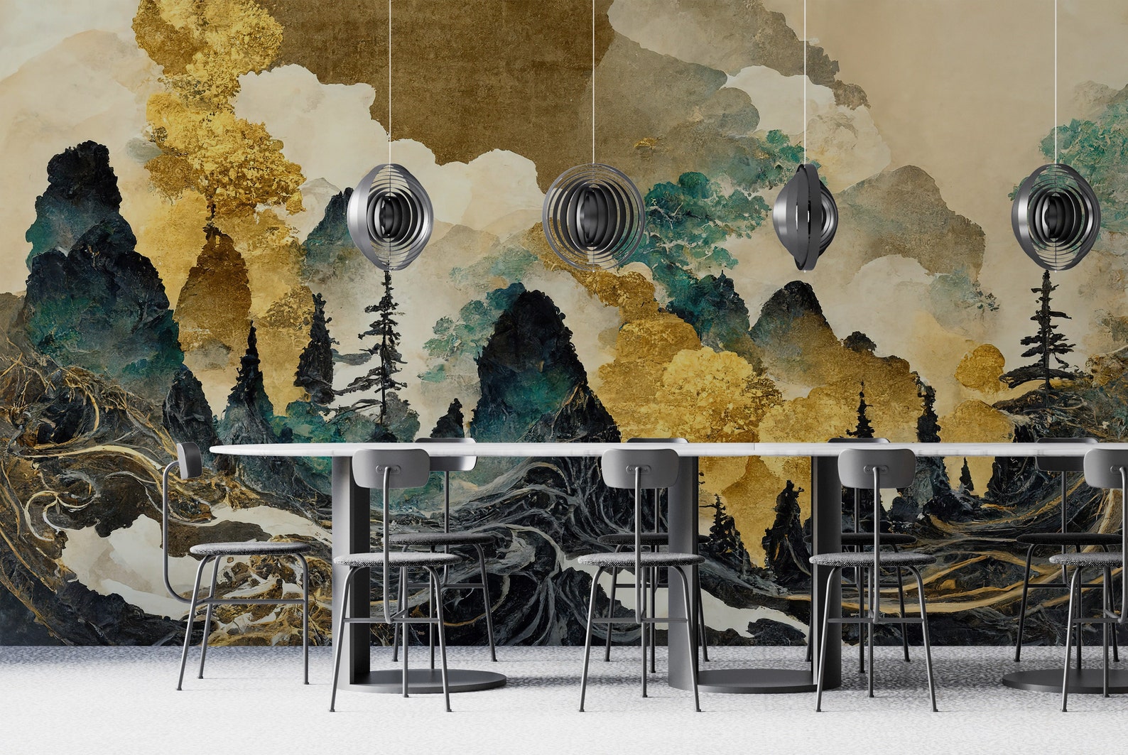 Traditional Japanese Style Watercolor Abstract Landscape Wallpaper ...