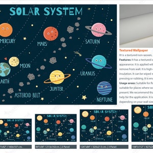 Solar System Peel and Stick Kids Room Wallpaper, Cute Planets and Sun ...