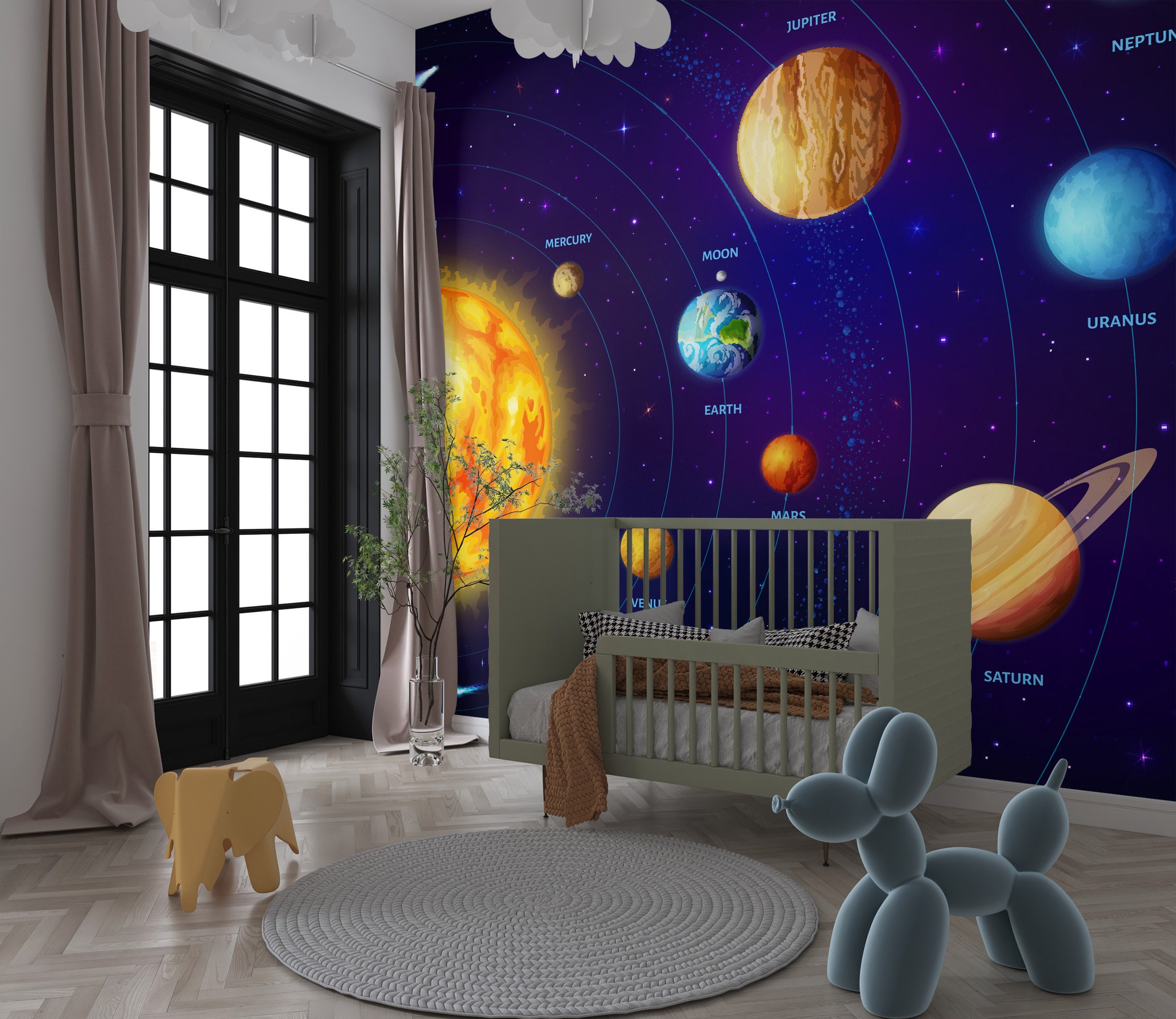 Solar System Wallpaper, Space Wallpaper, Kids Room Wallpaper ...