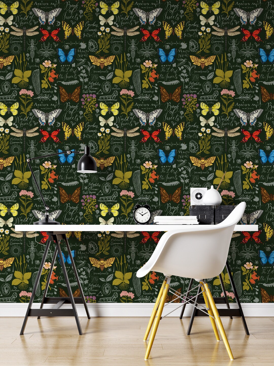 Insect and Butterfly Collection Wallpaper, Botanical Insects Wall Mural ...