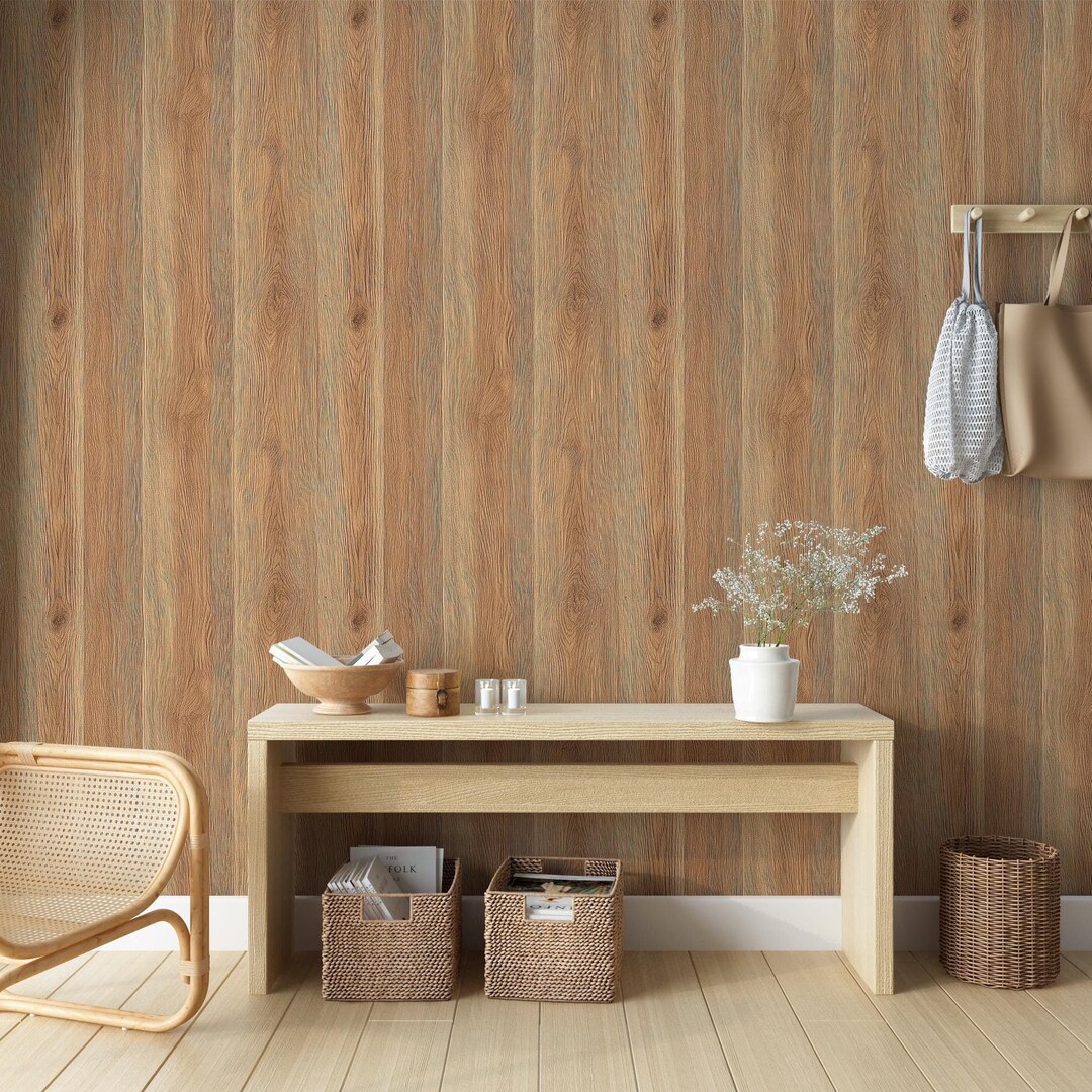 Country House Wallpaper Wooden Wallpaper Art Modern Rustic Wallpaper ...