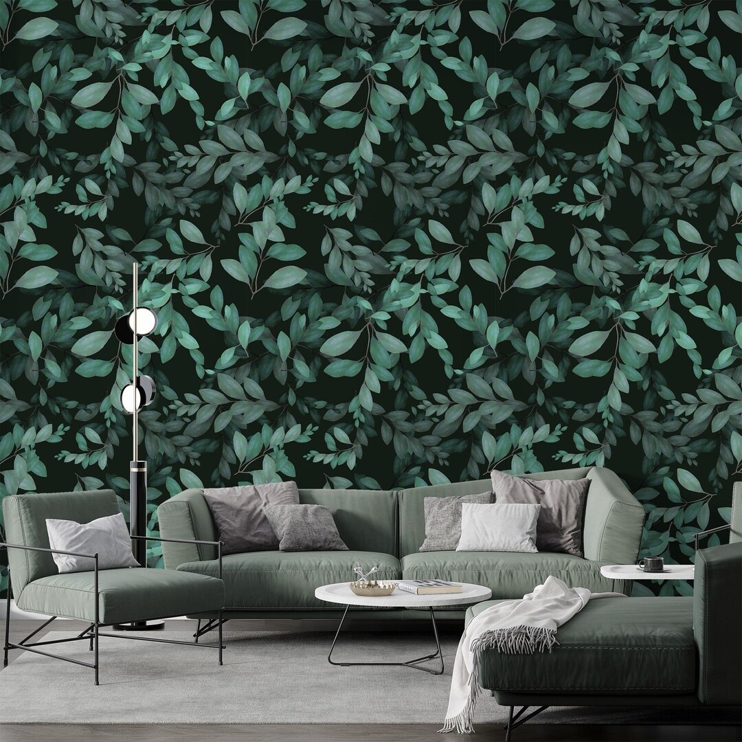 Green Leaf Wallpaper Botanical Wallpaper Ivy Leaves Wallpaper Pastel ...