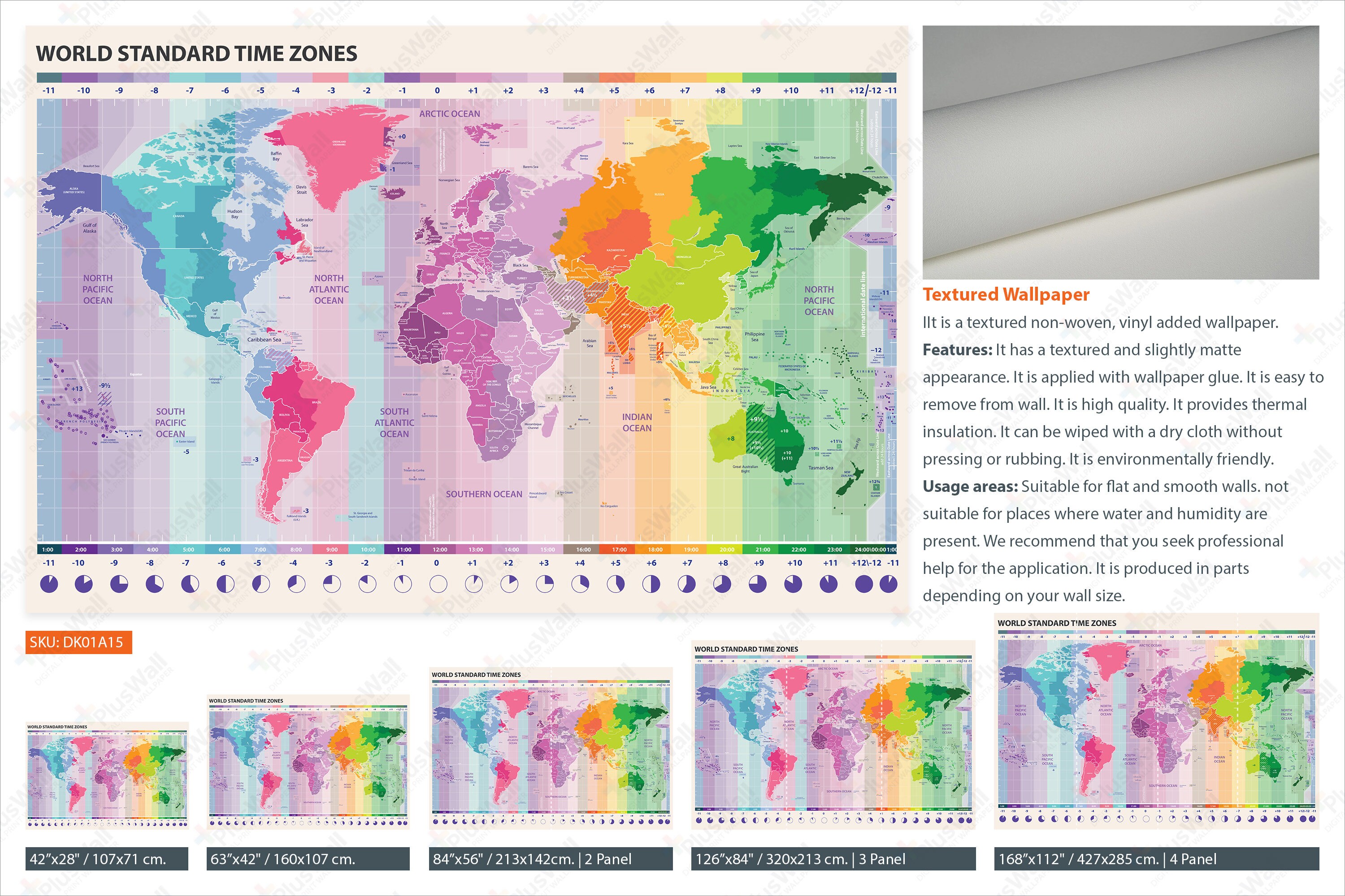 World Standard Time Zones Wallpaper, Peel & Stick Wallpaper, World Time ...