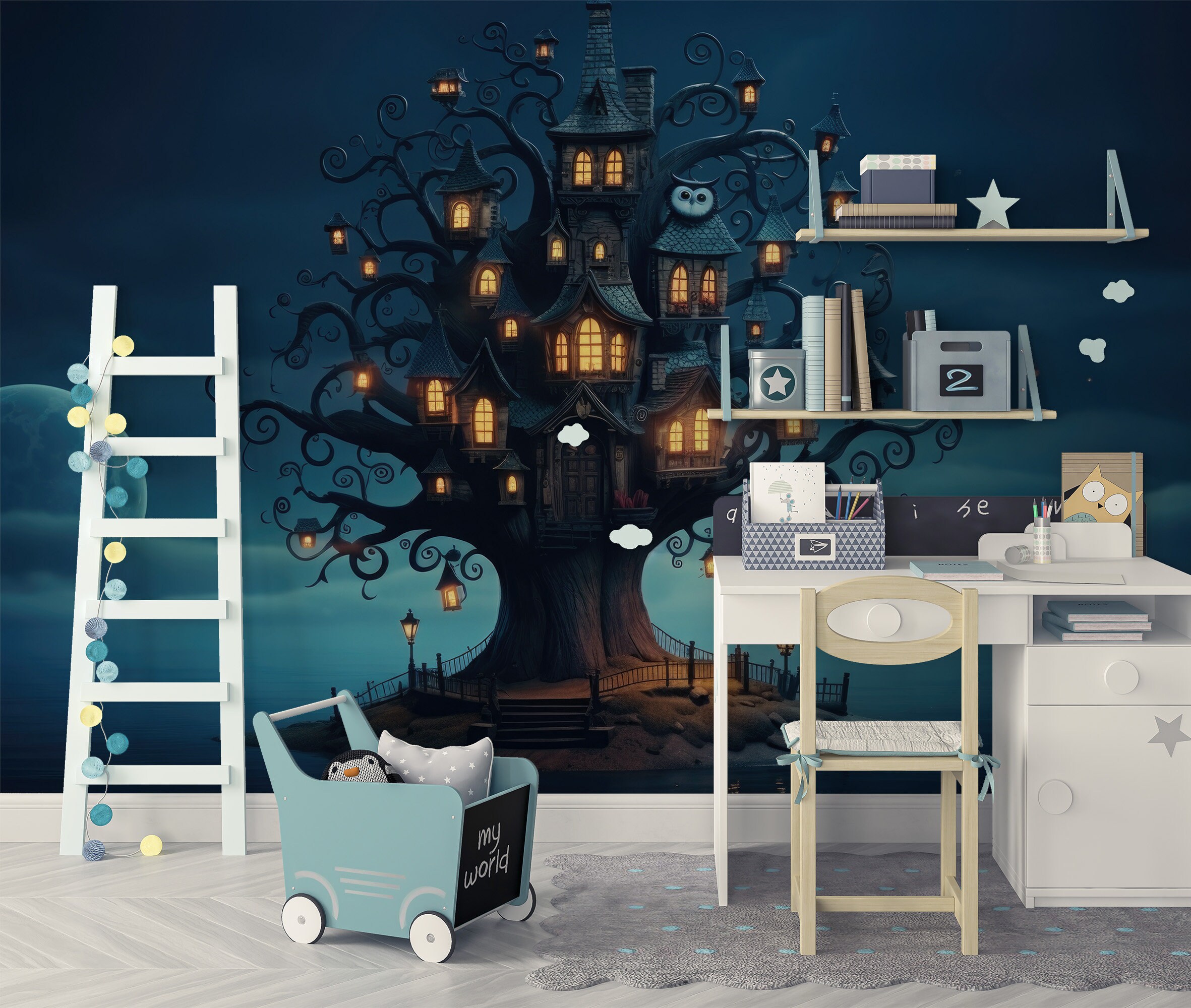 Tree House Kids Room Peel Stick Wallpaper Tree House With - Etsy