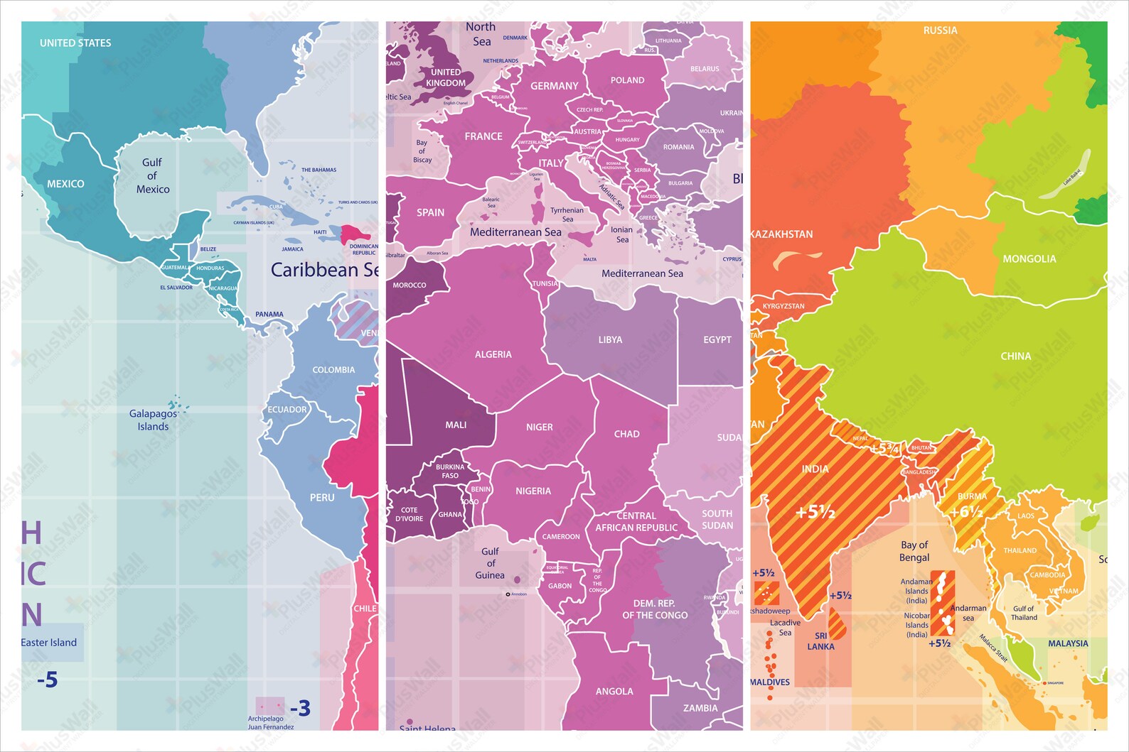 World Standard Time Zones Wallpaper, Peel & Stick Wallpaper, World Time ...