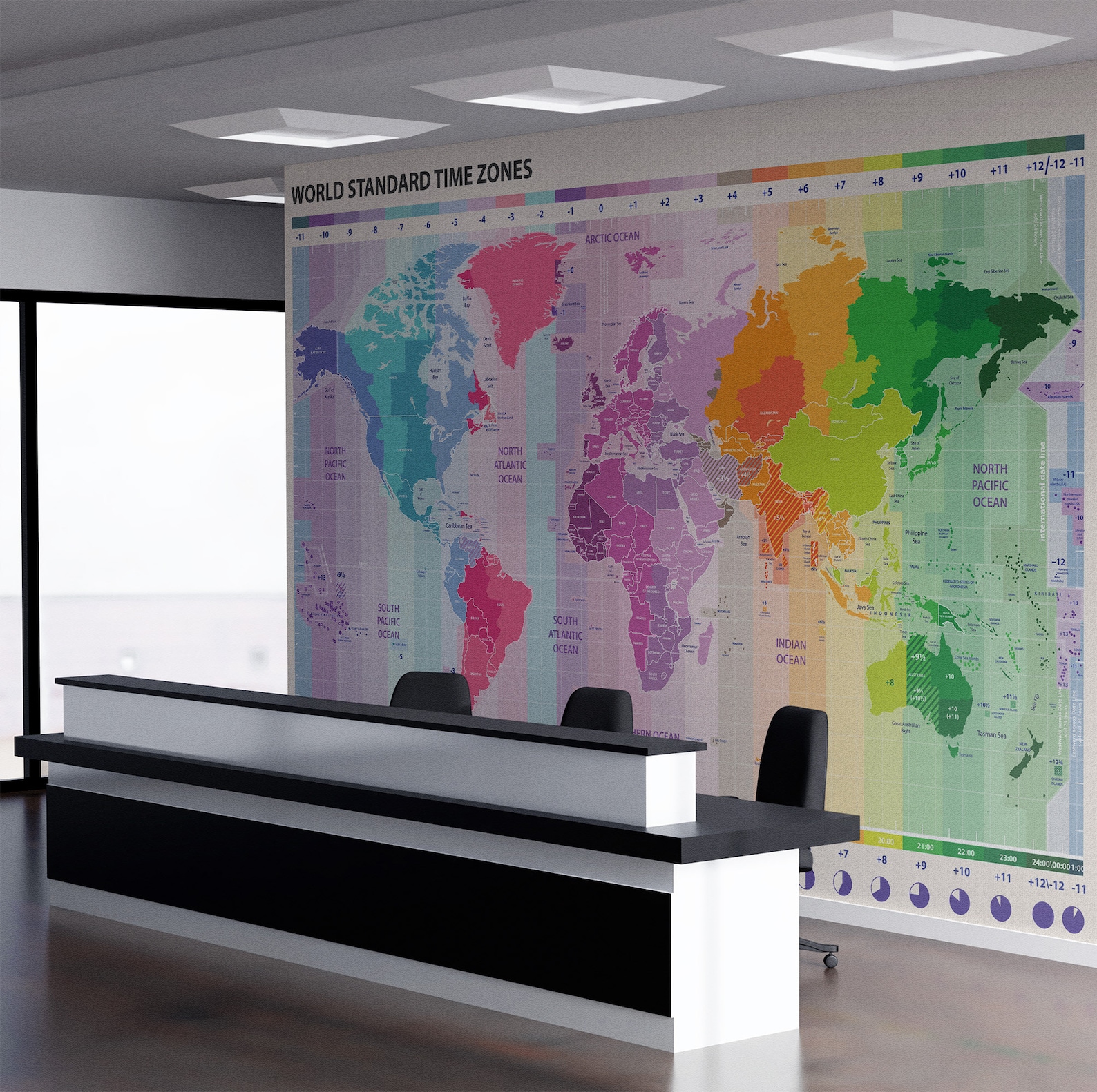 World Standard Time Zones Wallpaper, Peel & Stick Wallpaper, World Time ...