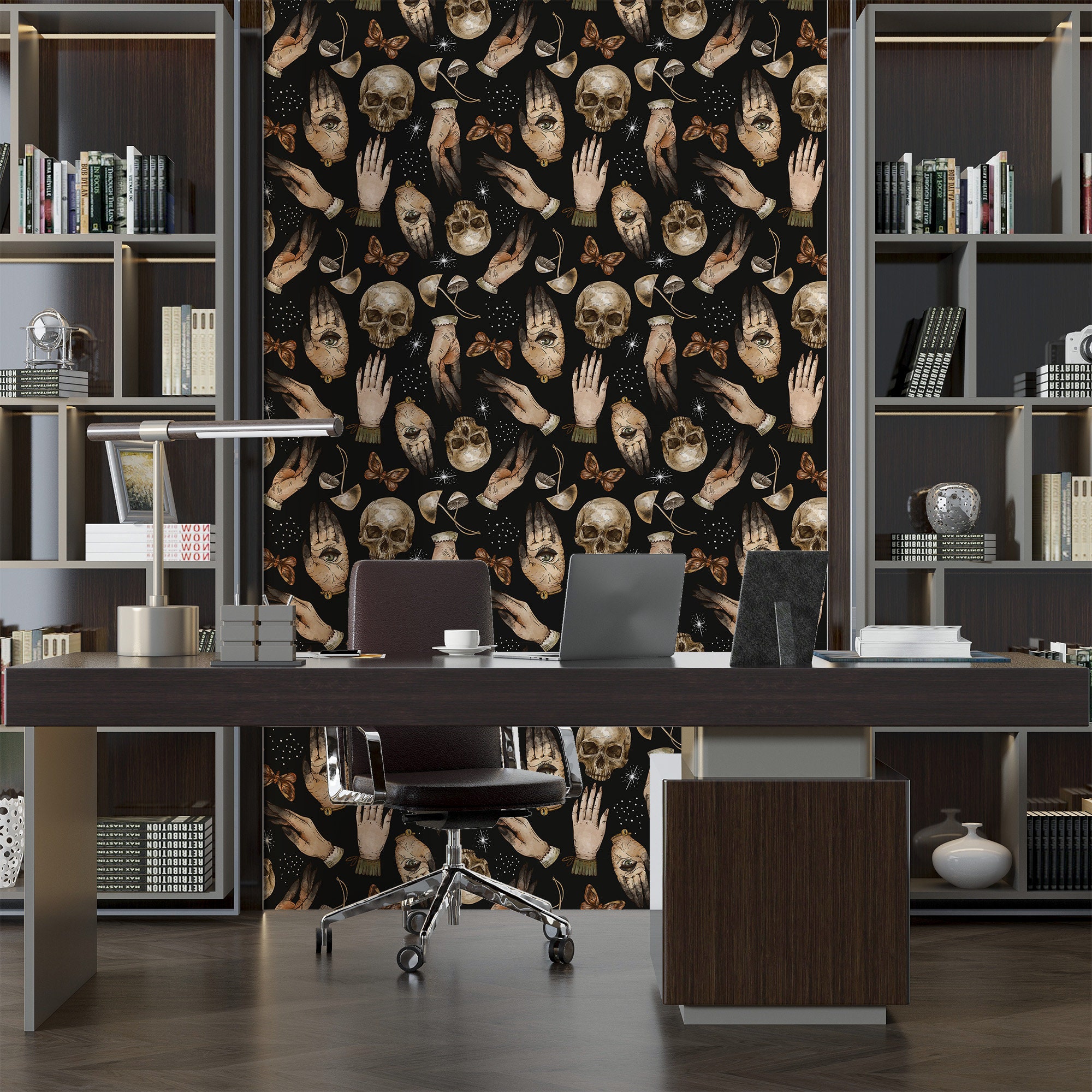 Skull and Witch's Hand Wall Mural Witchcraft Themed Black - Etsy