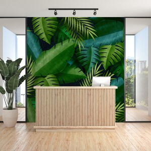 Tropical Large Leaf Pattern Wallpaper, Tropical Summer Wall Mural ...