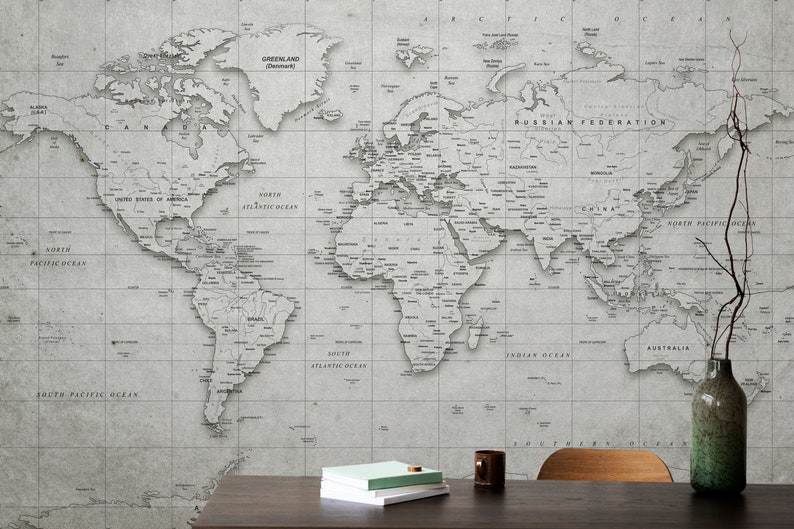 World Map Peel and Stick Wallpaper, Large Size Actual World Map Poster ...