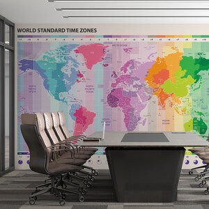 World Standard Time Zones Wallpaper, Peel & Stick Wallpaper, World Time ...