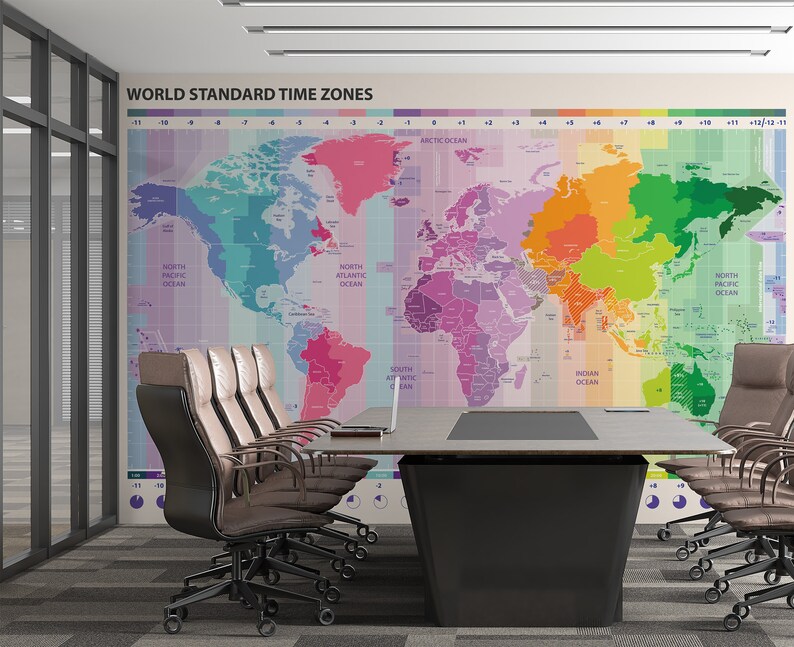World Standard Time Zones Wallpaper, Peel & Stick Wallpaper, World Time ...