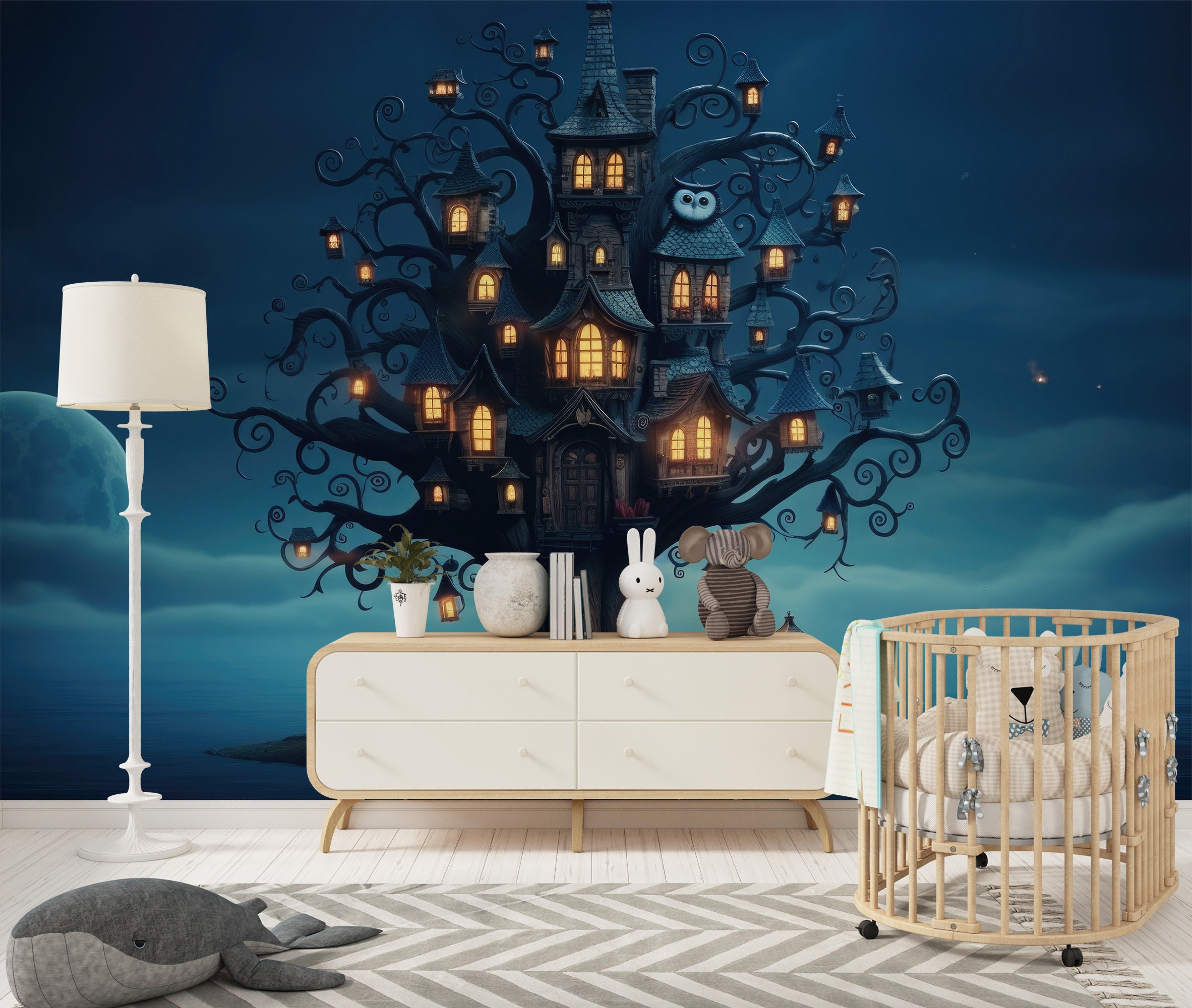 Tree House Kids Room Peel Stick Wallpaper Tree House With - Etsy