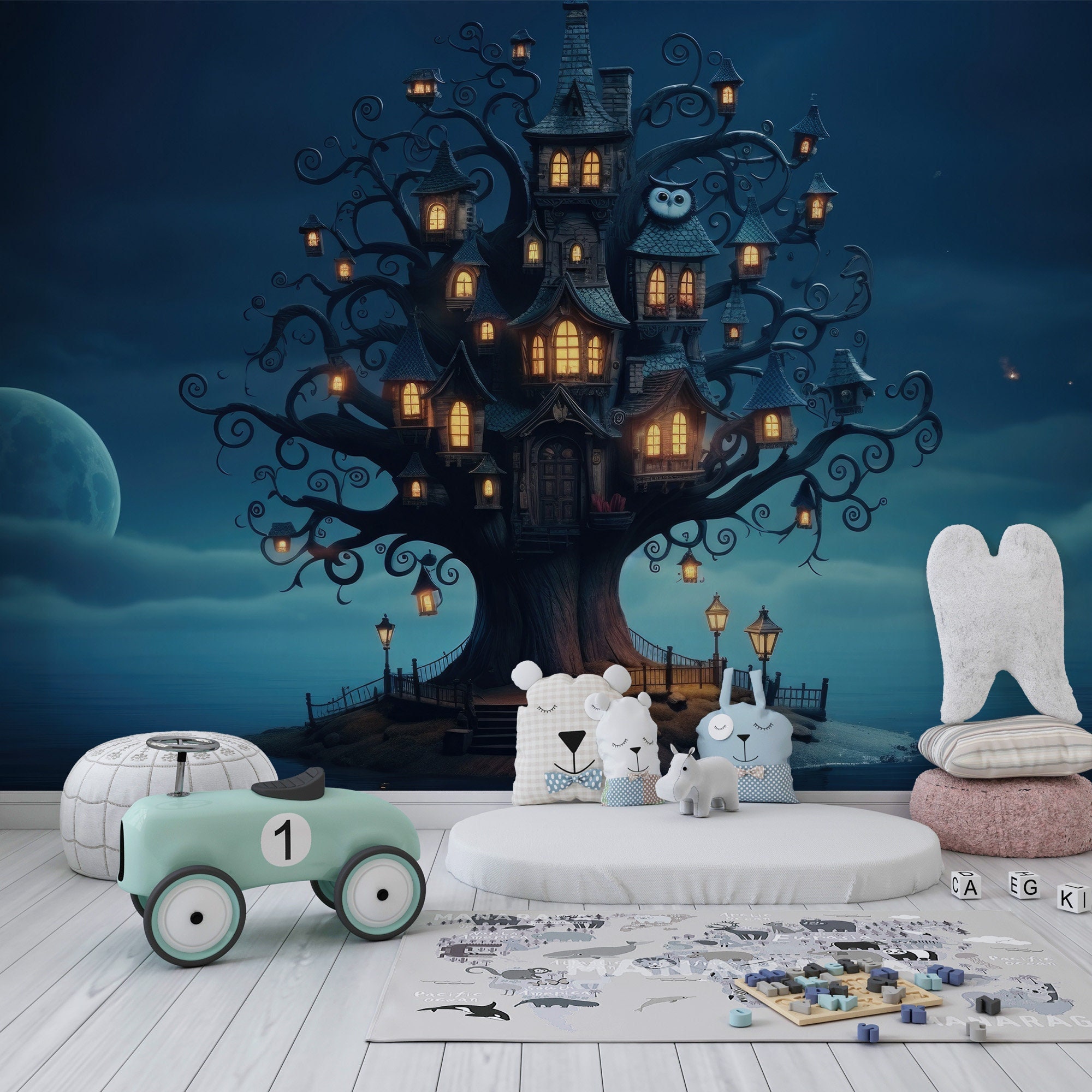 Tree House Kids Room Peel Stick Wallpaper Tree House With - Etsy