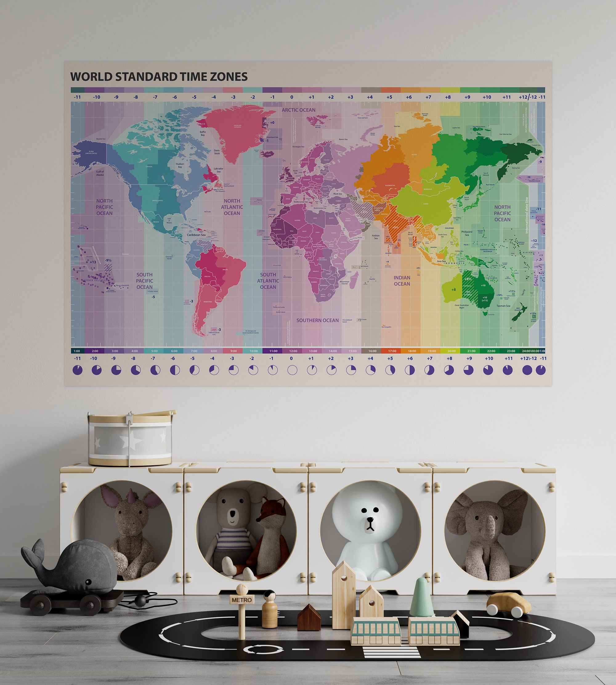World Standard Time Zones Wallpaper, Peel & Stick Wallpaper, World Time ...