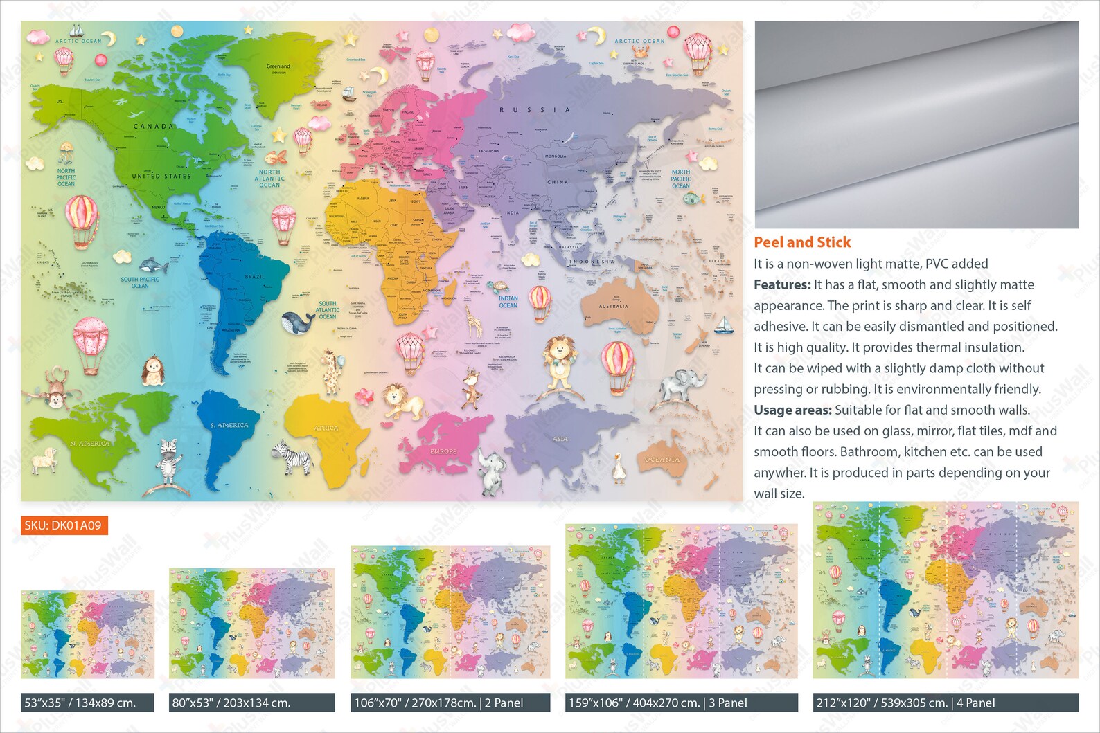 Kids Map Wallpaper Peel and Stick Cute World Map Wallpaper - Etsy