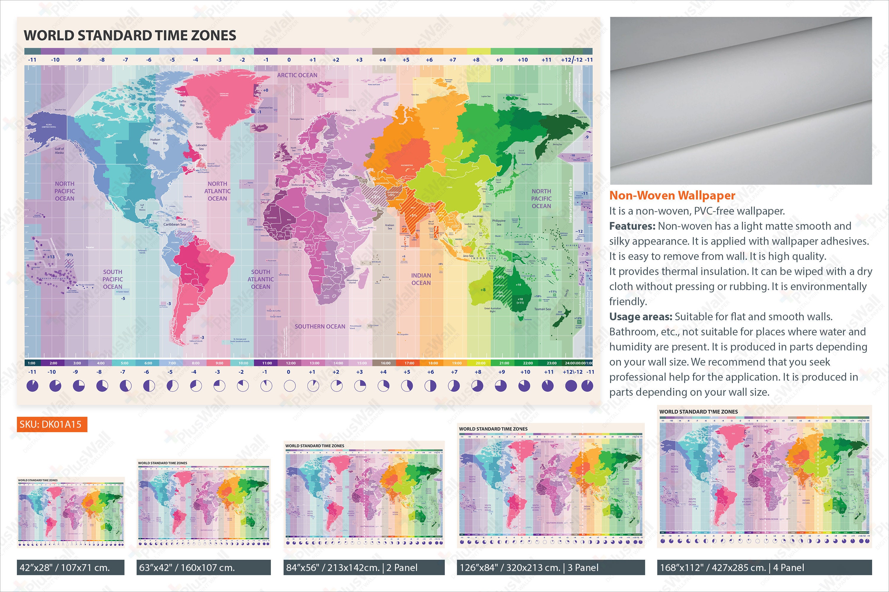 World Standard Time Zones Wallpaper, Peel & Stick Wallpaper, World Time ...