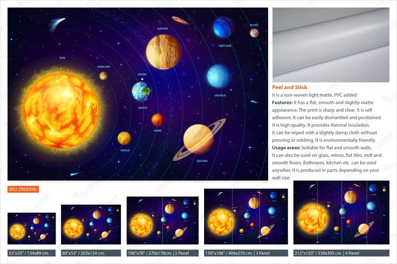 Solar System Wallpaper, Space Wallpaper, Kids Room Wallpaper ...